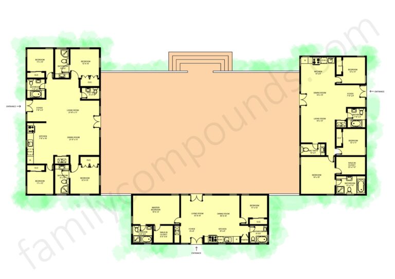 8 Unique 3-House Family Compound Layouts With Floor Plans