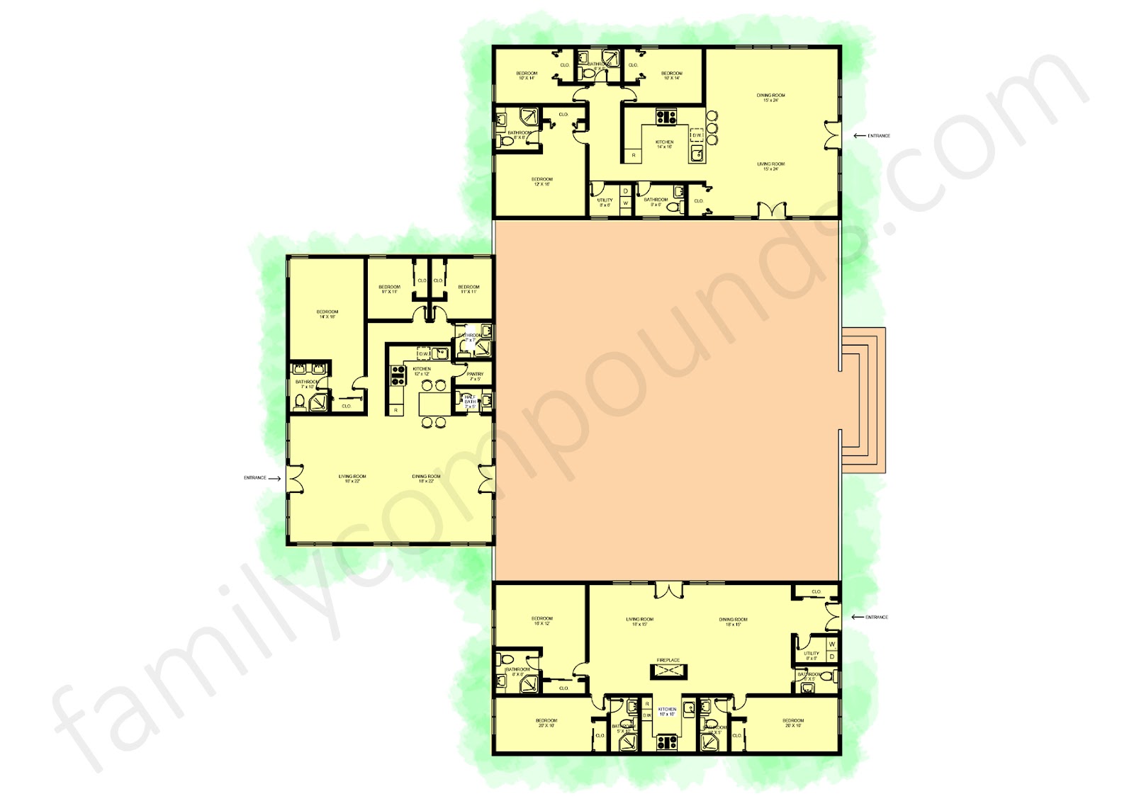 8 Unique 3-House Family Compound Layouts With Floor Plans