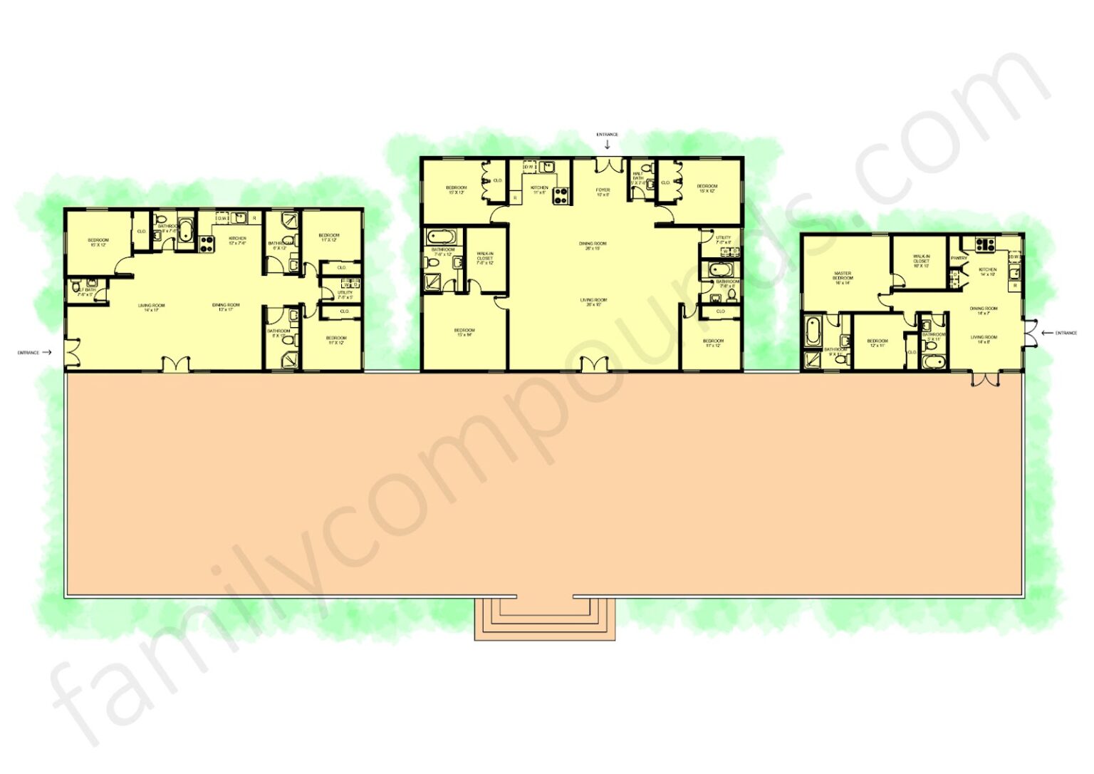 8 Unique 3-House Family Compound Layouts With Floor Plans